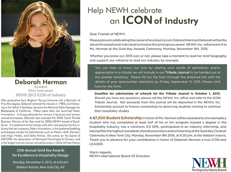 Help NEWH celebrate an ICON of Industry - Deborah Herman. Submission ...